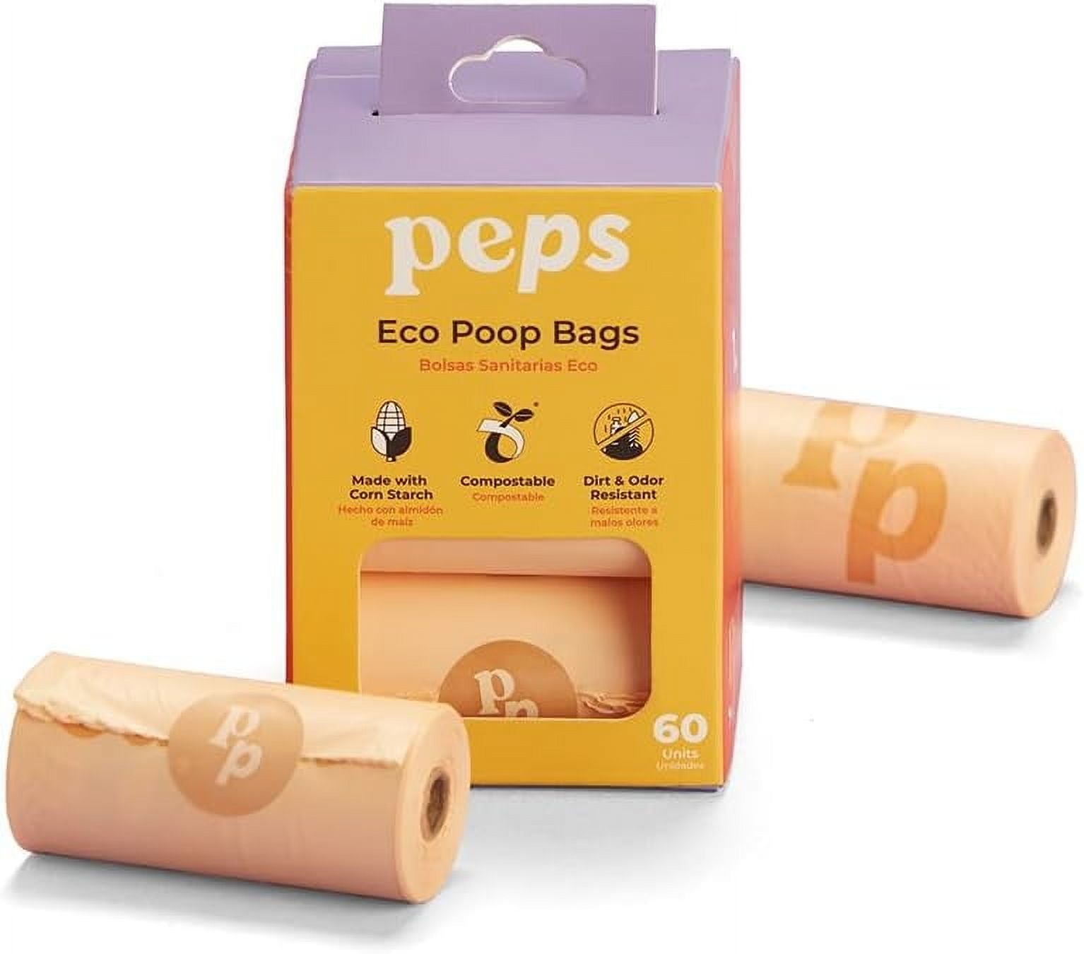 Peps Dog Poop Bags Plant Based Starch Sanitary Bag (60 units) - Walmart.com