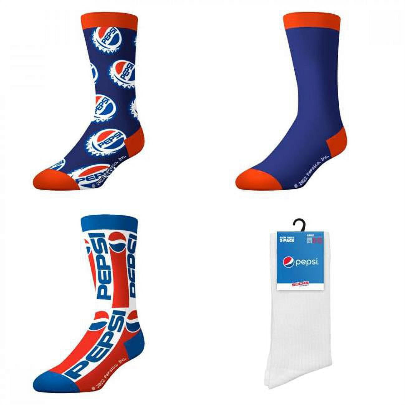 Pepsi 858189 Pepsi Logos Crew Socks - Pack of 3 - Walmart.com