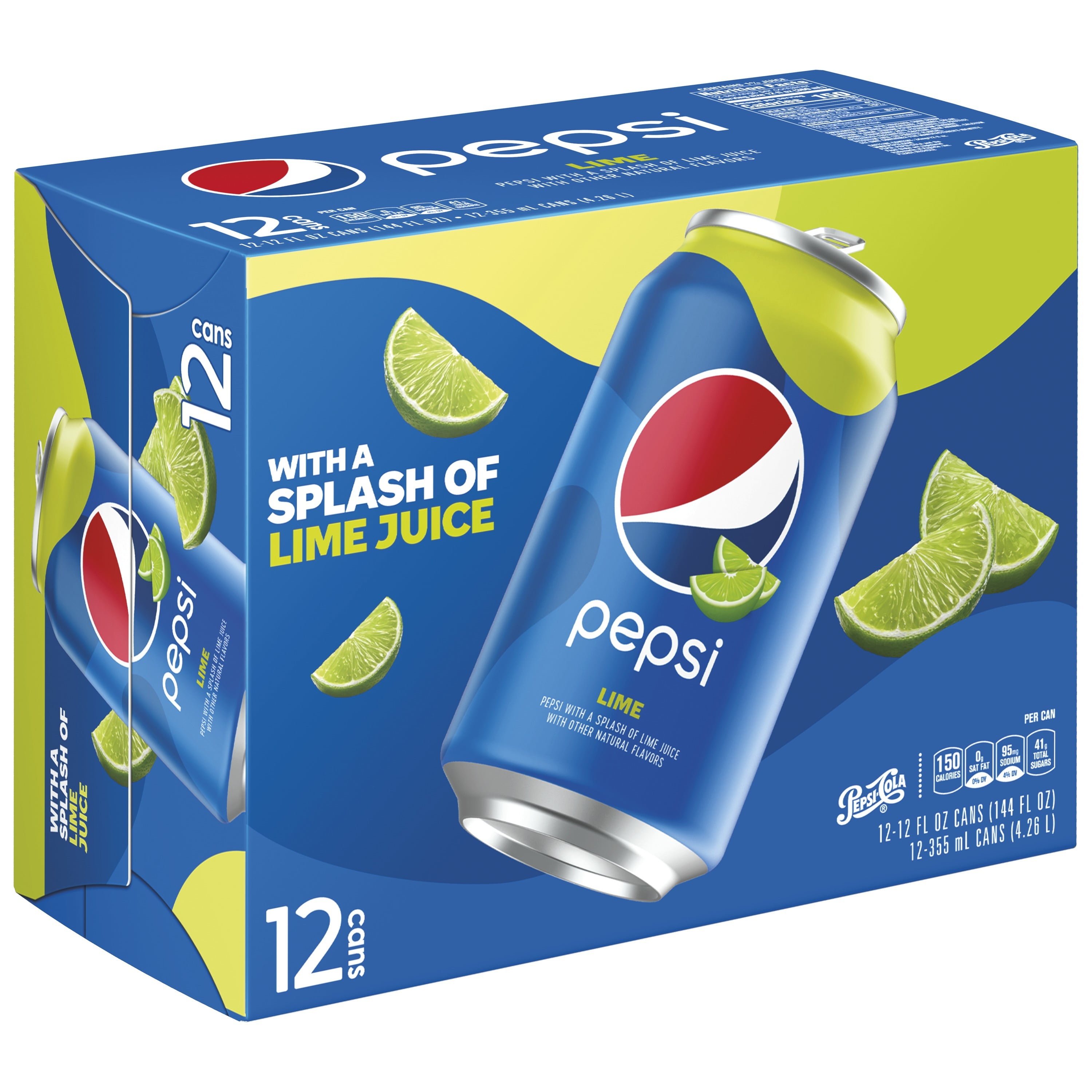 Pepsi Cola Lime Soda Pop, 12 fl oz 12 Pack Cans - Walmart.com