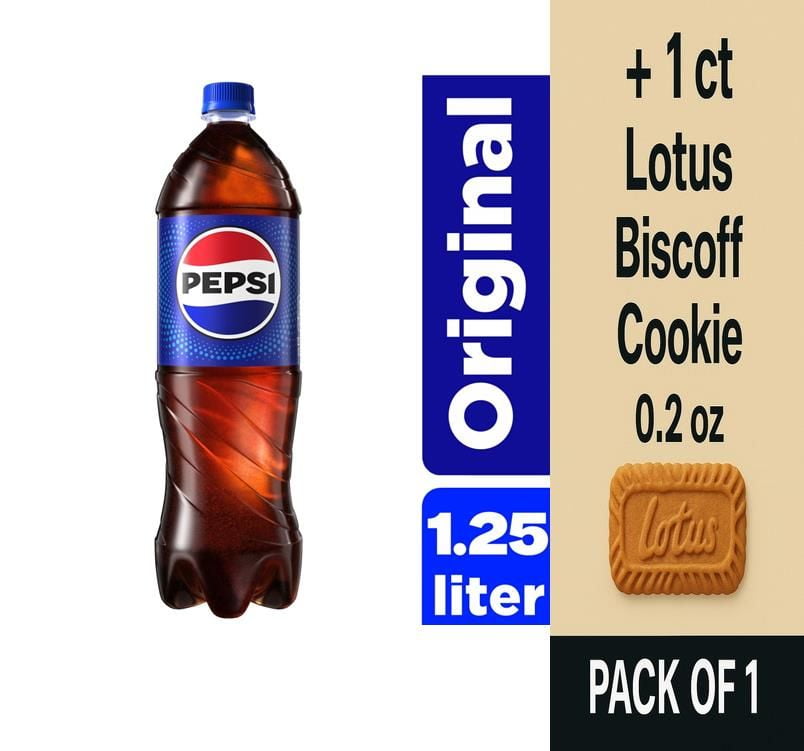 Pepsi Cola Soda Bottle 1.25 liter - Pack of 1 & Lotus Biscoff Cookie ...
