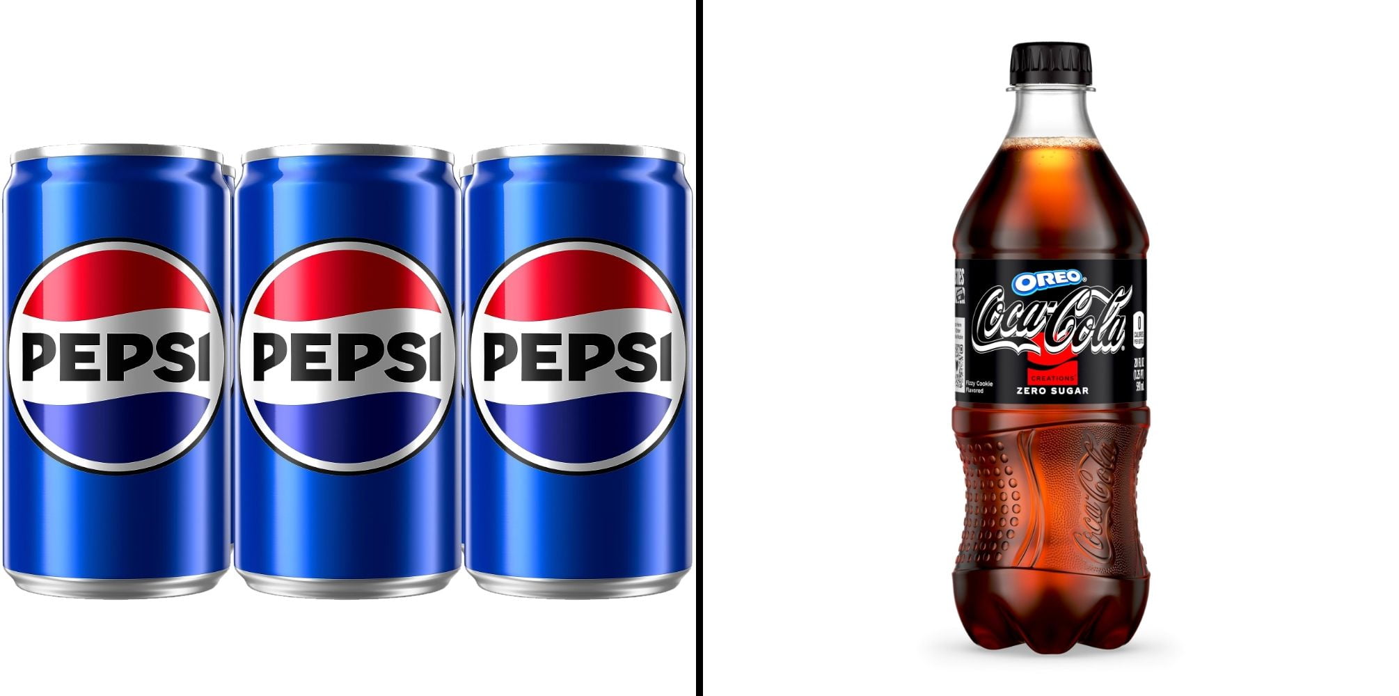 Pepsi Cola Soda Pop 7.5 oz Mini Cans 6 Pack & Coca-Cola Zero Sugar Oreo ...