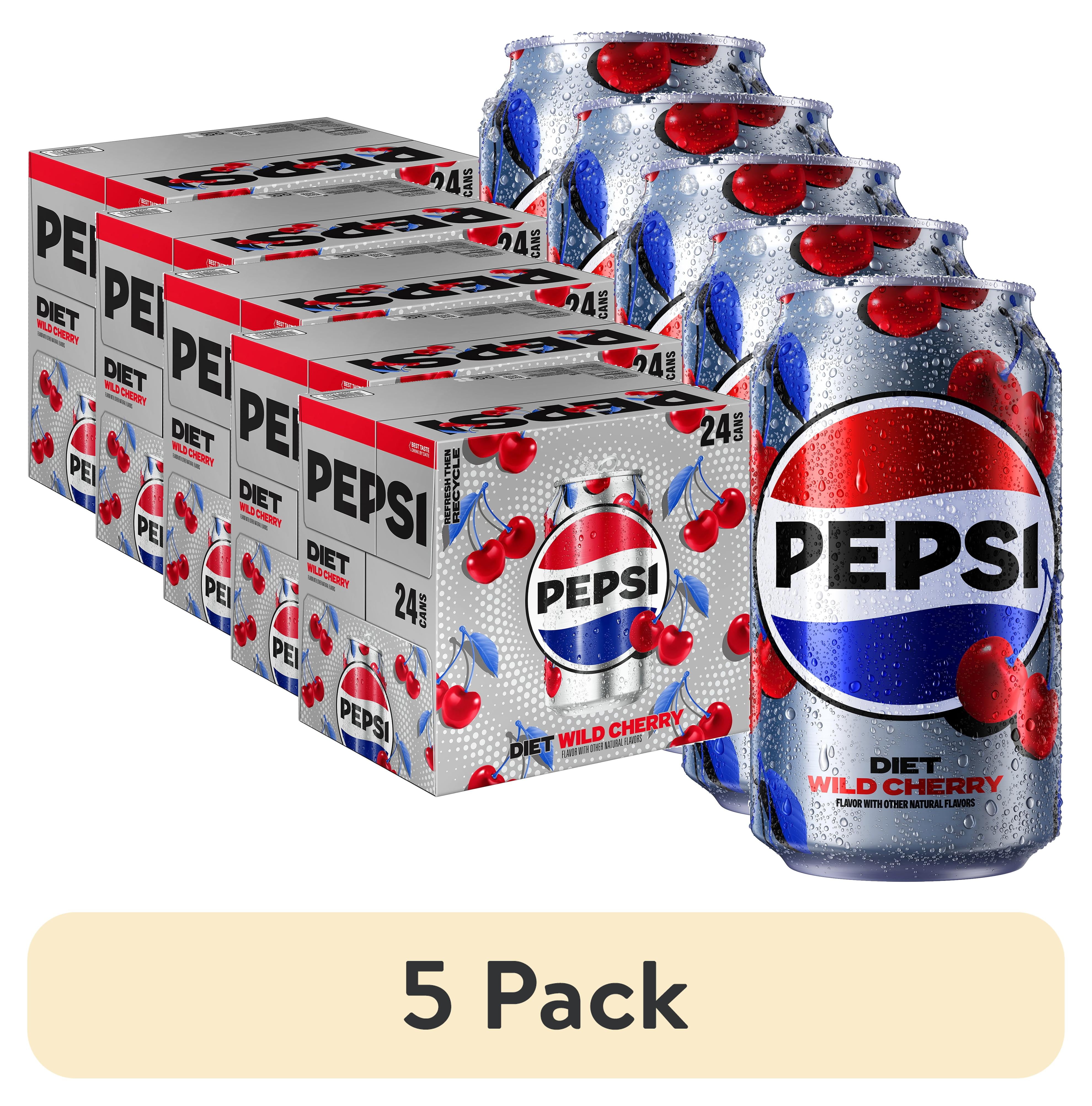(5 pack) Pepsi Cola Wild Cherry Soda Pop, 12 fl oz, 24 Pack Cans ...