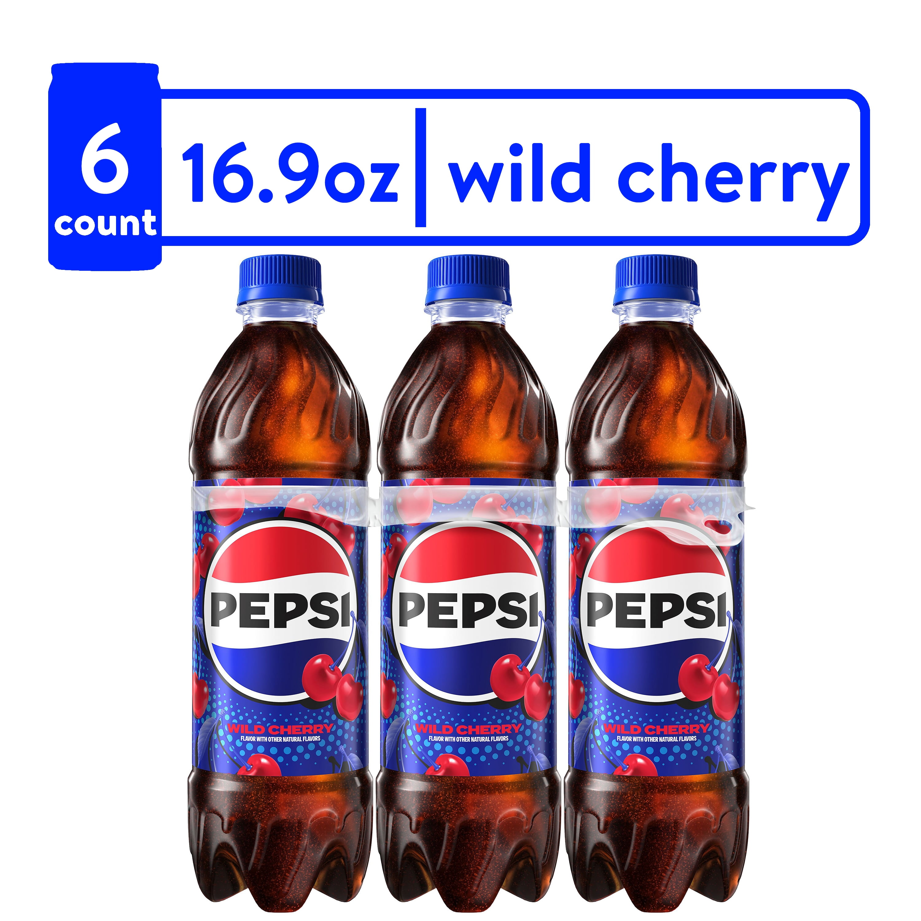 Pepsi Cola Wild Cherry Soda Pop, 16.9 fl oz, 6 Pack Bottles - Walmart.com