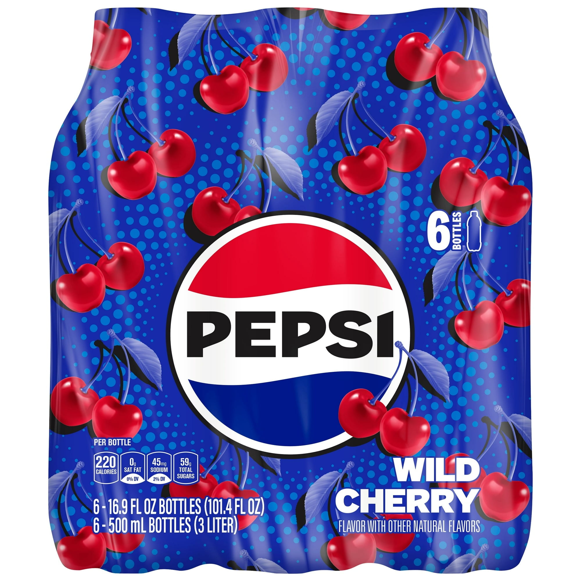 Pepsi Cola Wild Cherry Soda Pop, 16.9 fl oz, 6 Pack Bottles - Walmart.com