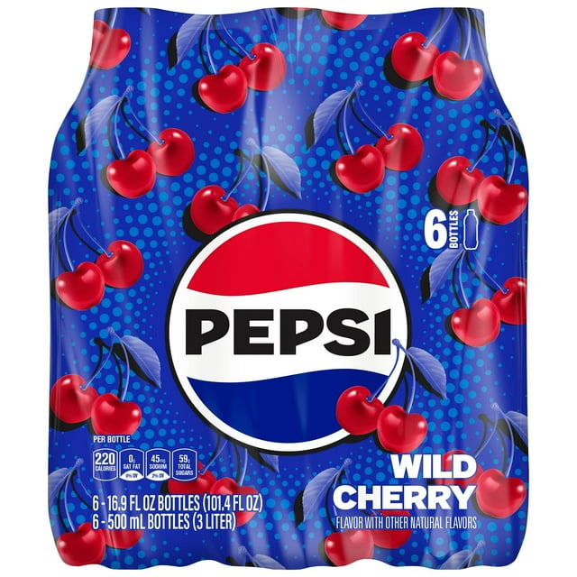 Pepsi Cola Wild Cherry Soda Pop, 16.9 fl oz, 6 Pack Bottles - Walmart.com