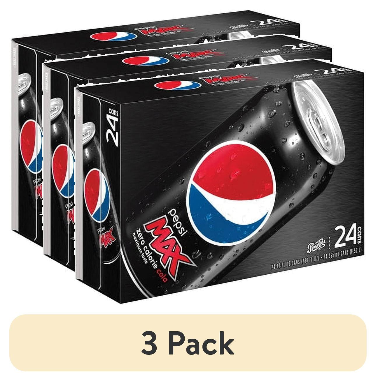 (3 pack) Pepsi Cola Zero Sugar Soda Pop, 12 fl oz, 24 Pack Cans ...