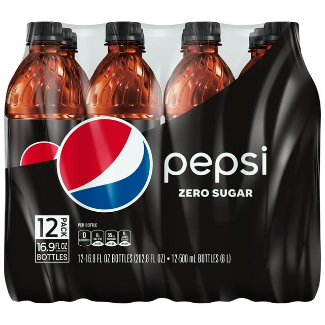 Pepsi Zero Sugar-Free Cola Soda Pop, 16.9 fl oz, 12 Pack Bottles ...