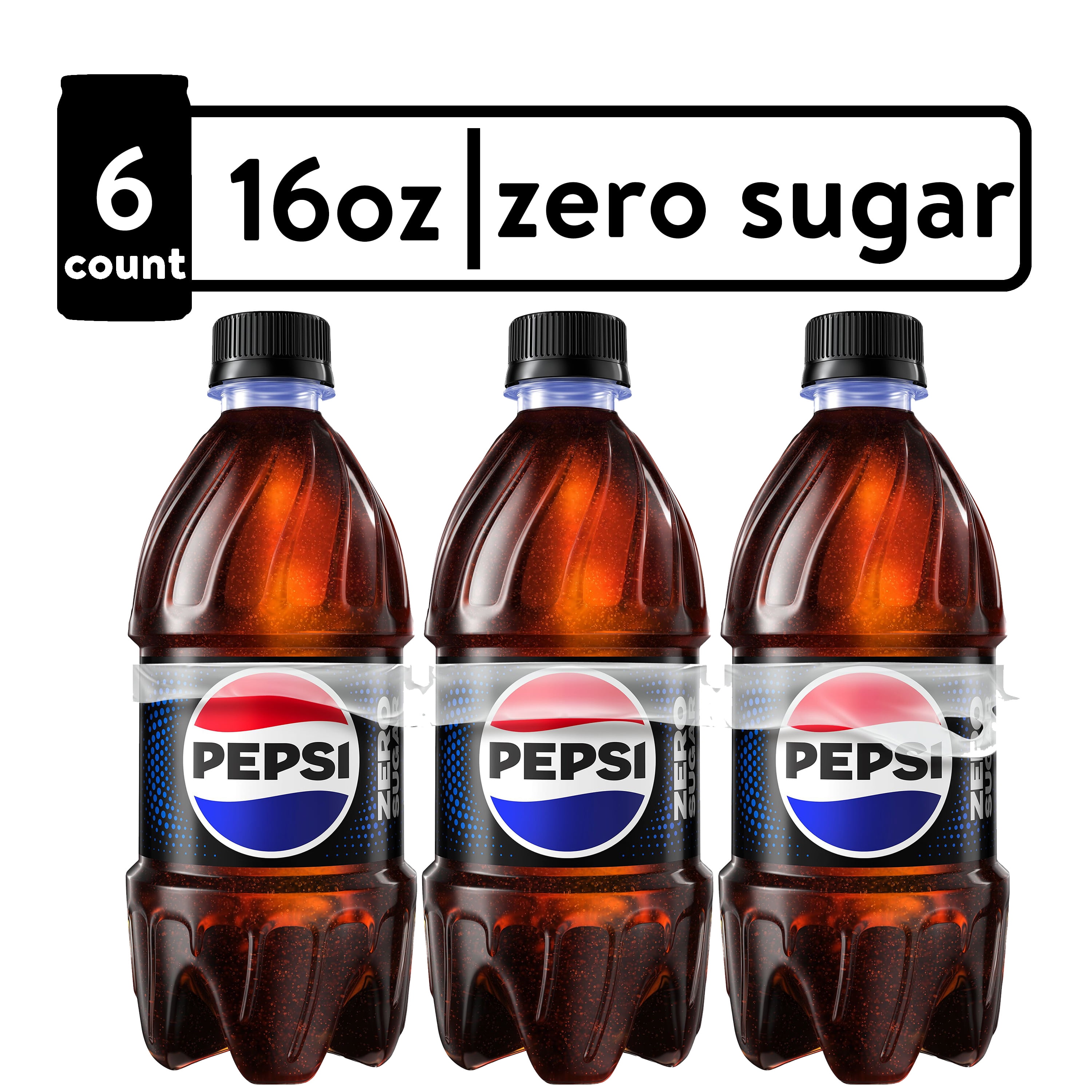 Pepsi Cola Zero Sugar Soda Pop, 16 fl oz, 6 Pack Bottles - Walmart ...