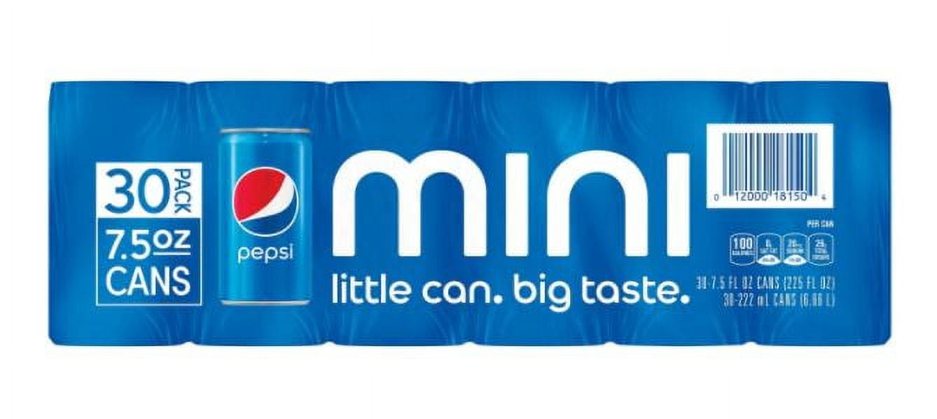 Pepsi Soda Mini Can, Bold Cola Flavor, 100 Calories (30pk) - Walmart.com