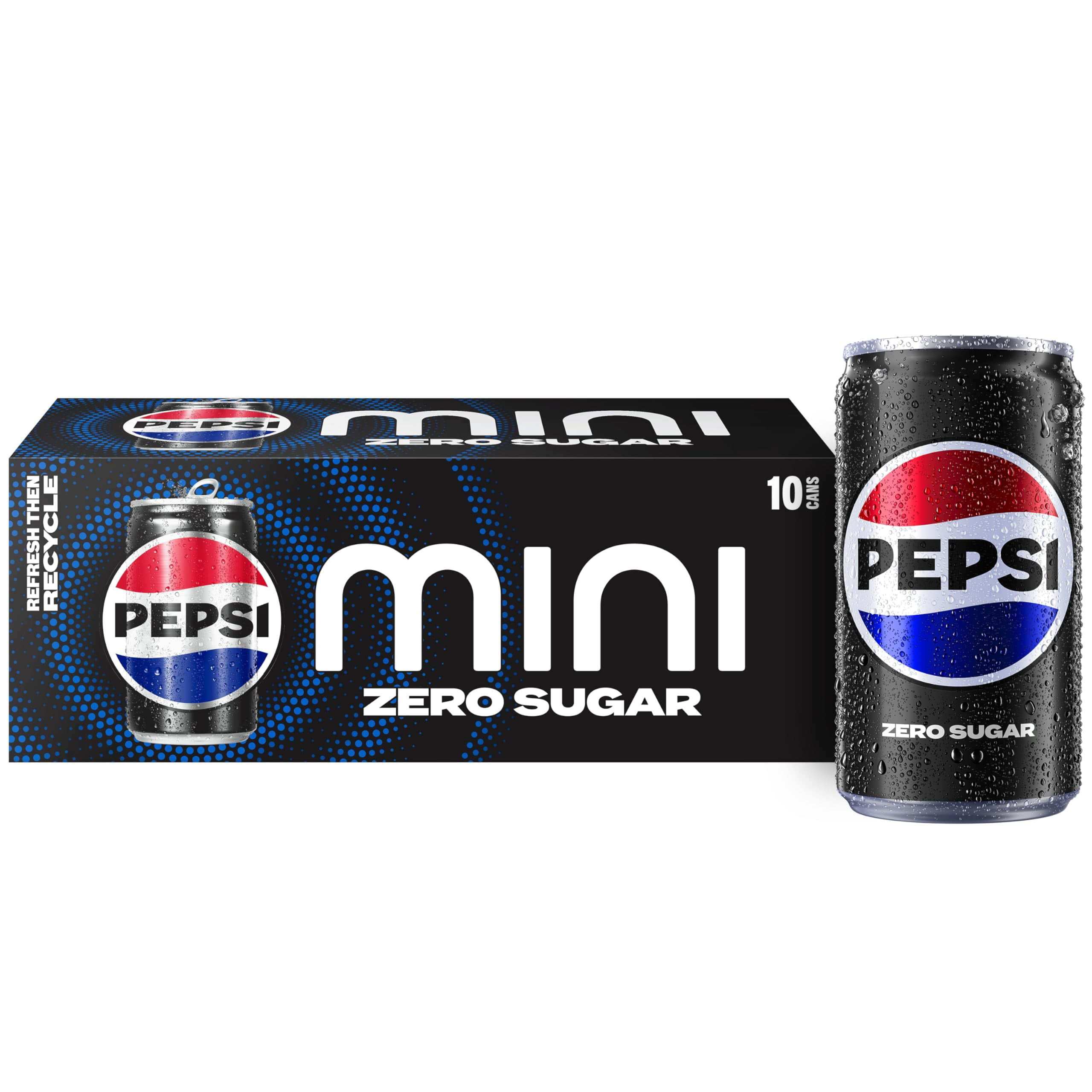 Pepsi Zero Sugar Mini Cans, 7.5 Oz (Pack Of 10) Packaging May Vary ...