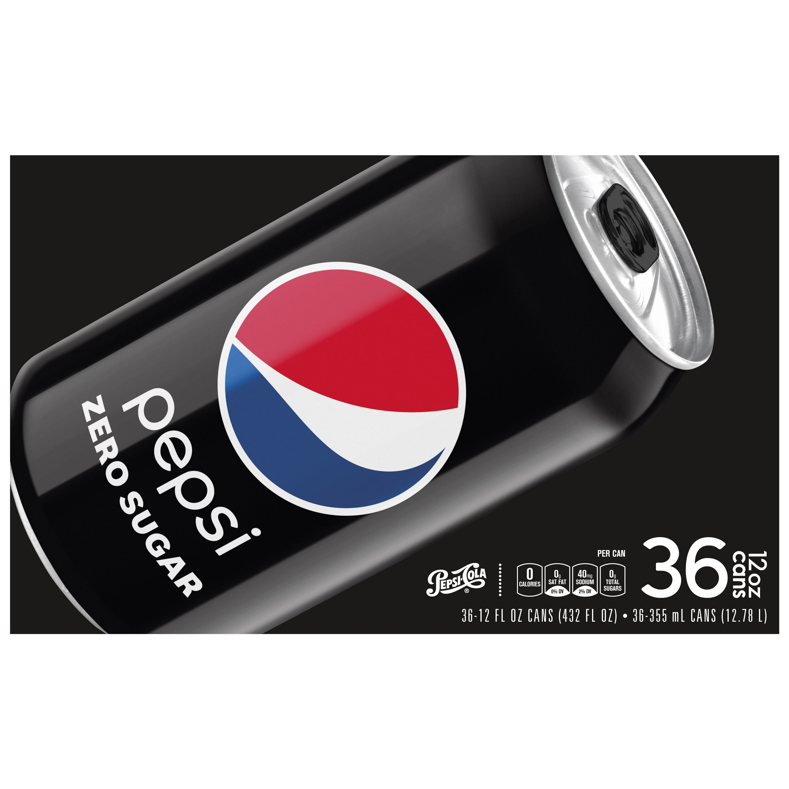 Pepsi Zero Sugar, 12 Fluid Ounce (Pack of 36) - Walmart.com