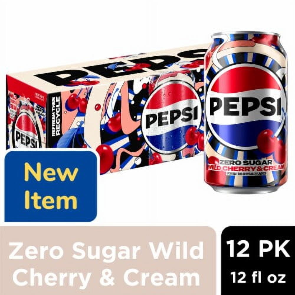 Pepsi Zero Sugar Wild Cherry & Cream Soda Cans 12 pk / 12 fl oz - Pack ...
