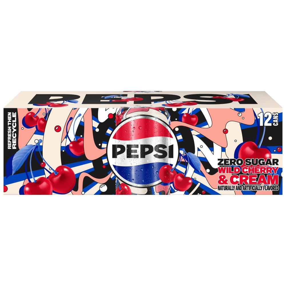 Pepsi, Wild Cherry & Cream Soda Cans, 12 Fl Oz, Zero Sugar - Walmart.com