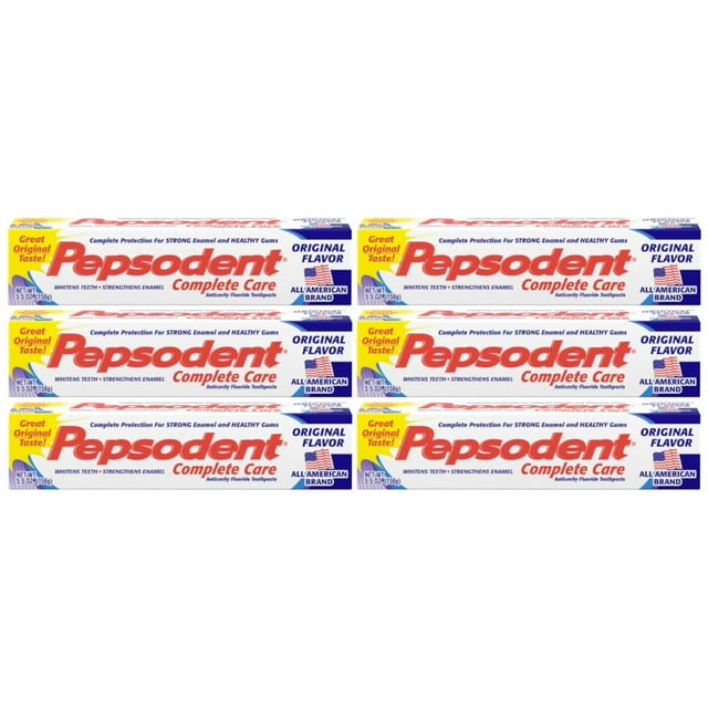 Pepsodent Complete Care Toothpaste, Original Flavor, 5.5 oz Pack of 6 ...