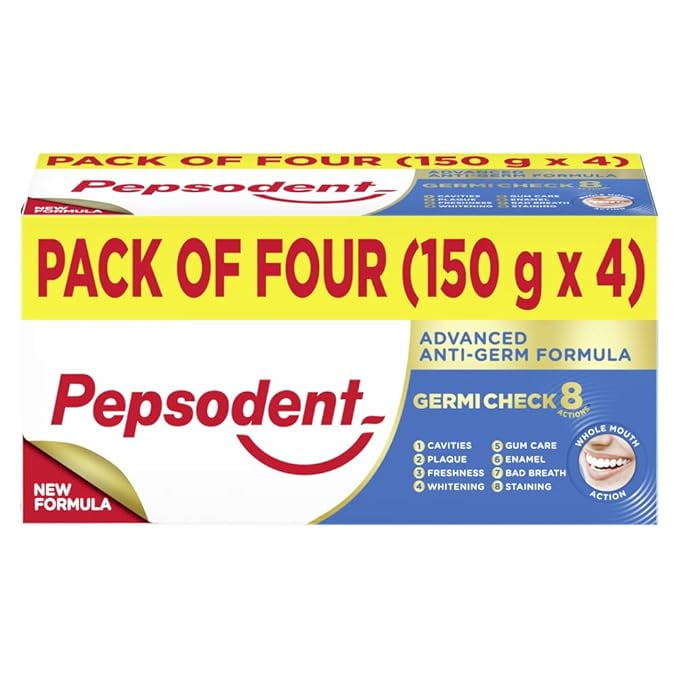 Pepsodent Germicheck 8 Actions Toothpaste (150G, Pack Of 4) | Whole ...