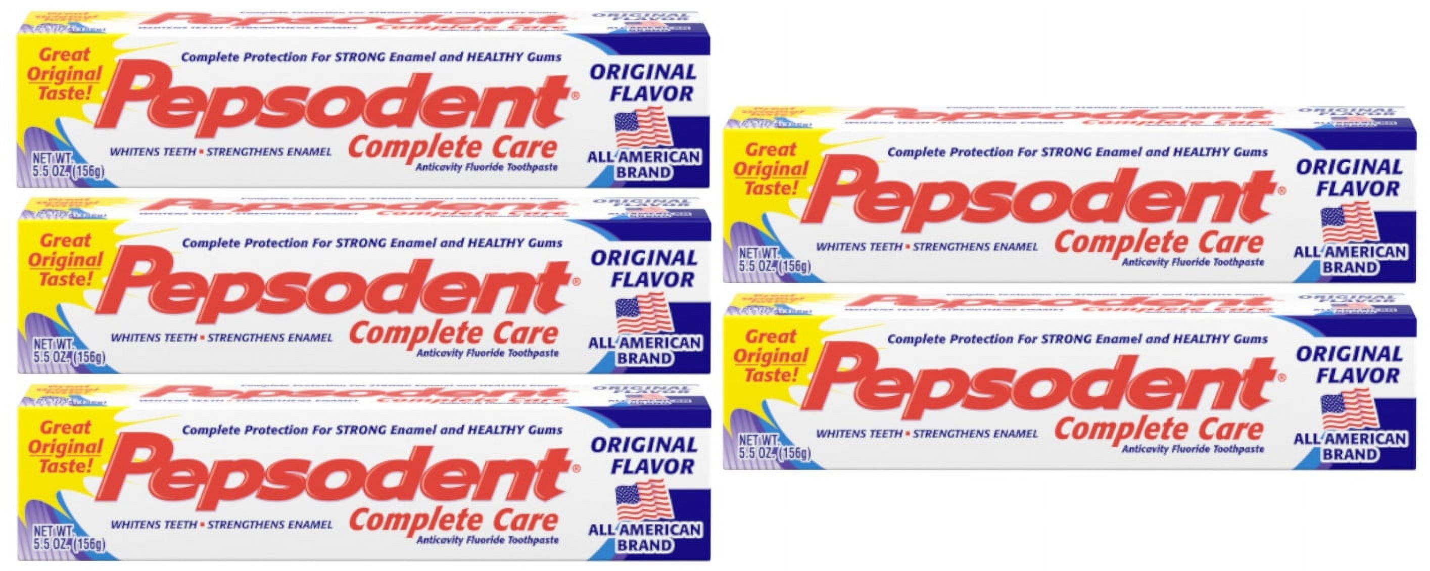 Pepsodents Complete Care Toothpaste, Original Flavor, 5.5 oz, Pack of 5 ...