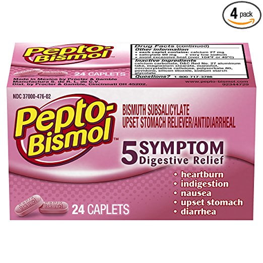 Pepto Bismol Caplets for Upset Stomach & Diarrhea Relief, Over-the ...