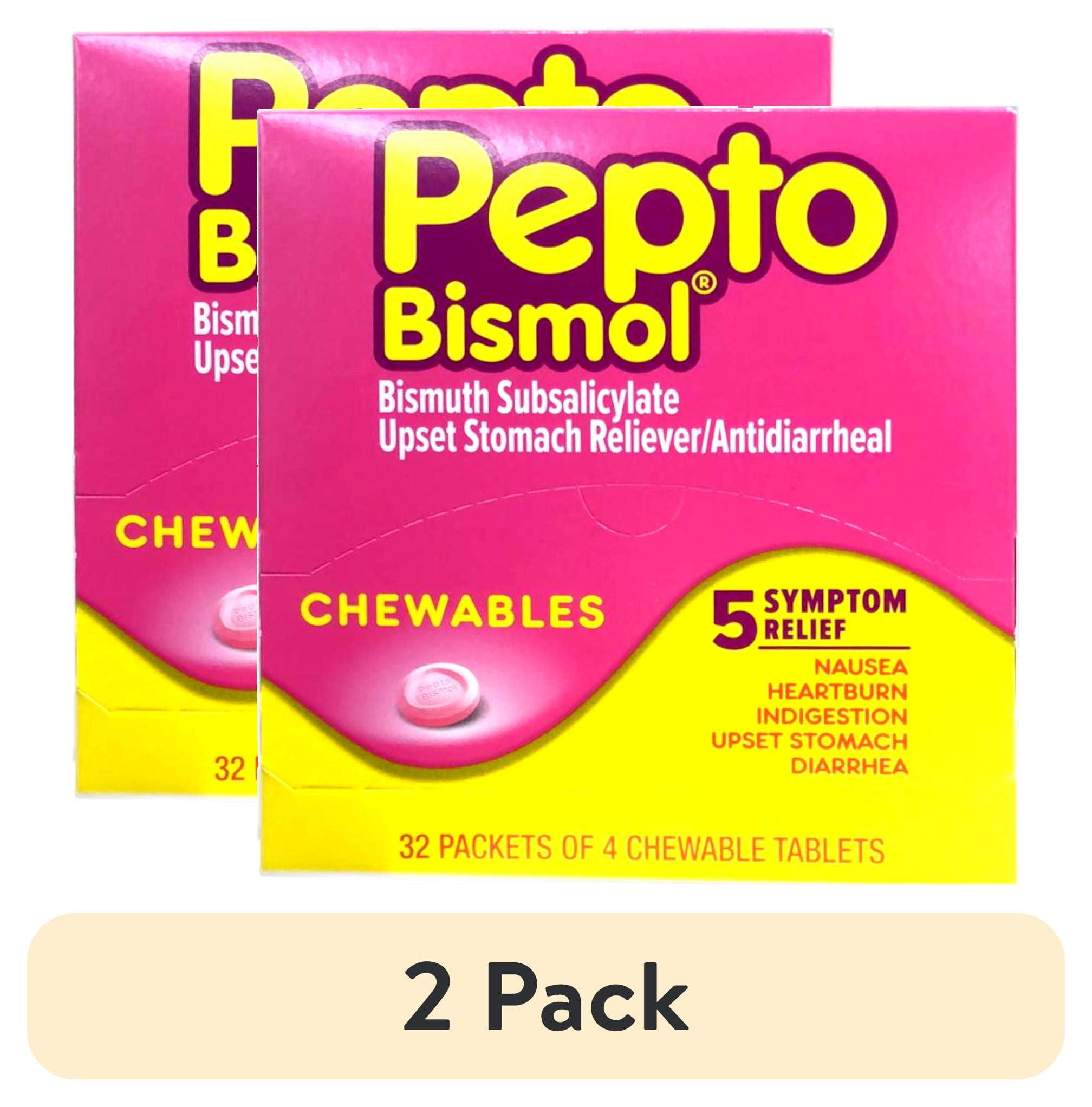 (2 pack) Pepto Bismol Chewables, Upset Stomach Relief, Bismuth ...