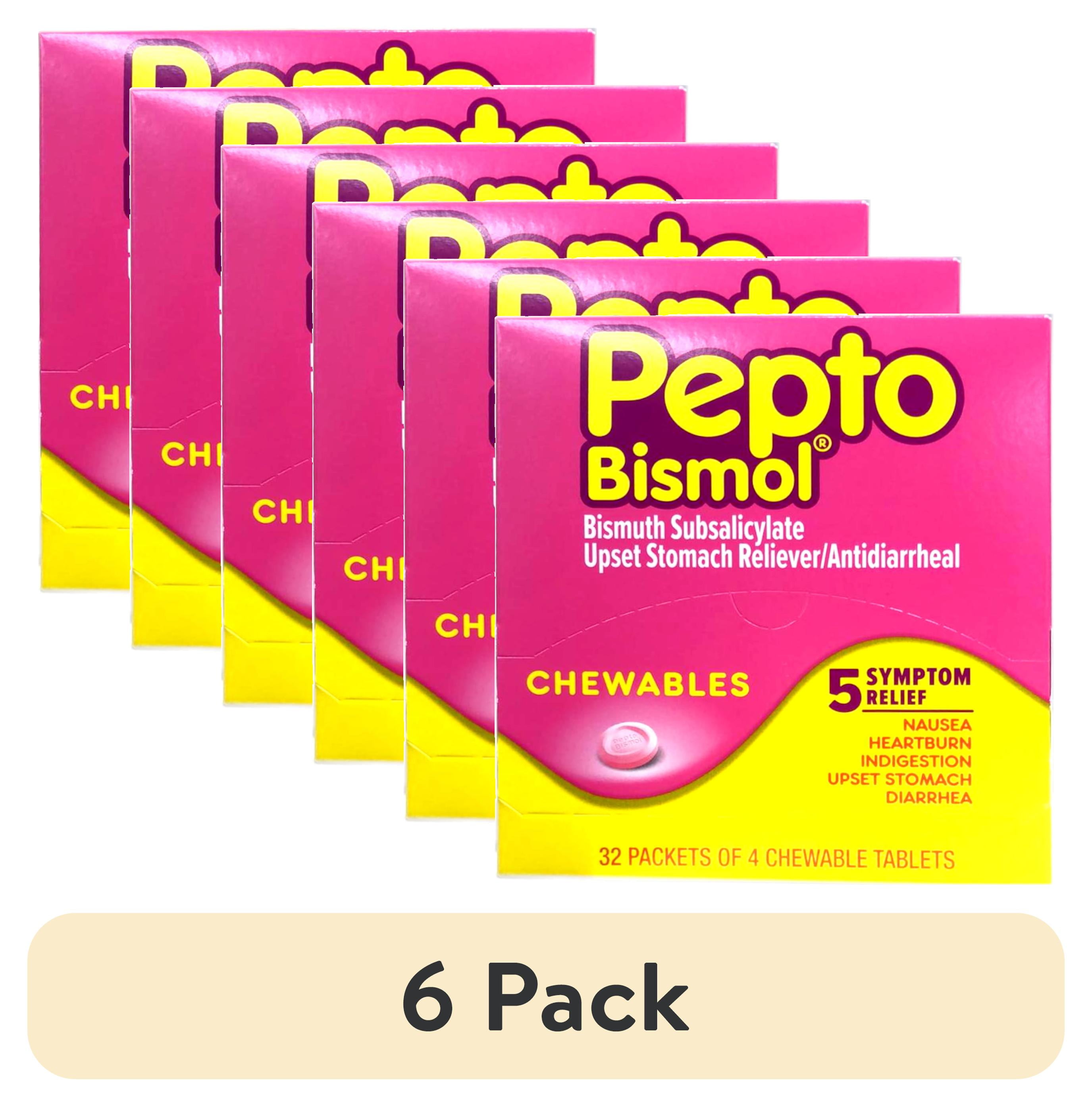 (6 pack) Pepto Bismol Chewables, Upset Stomach Relief, Bismuth Subsalicylate, Dispenser Box Of ...