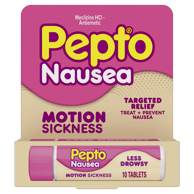Pepto Bismol Nausea Tablets for Motion Sickness & Nausea Relief, 10 ...