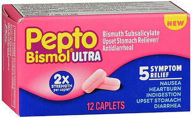 Pepto Bismol Ultra 5 Symptom Relief Caplets, 12 Ea HSA/FSA Eligible ...