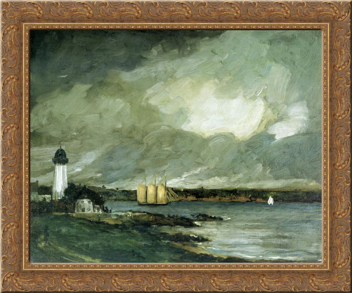 Pequot Light House, Connecticut Coast 24x20 Gold Ornate Wood Framed ...