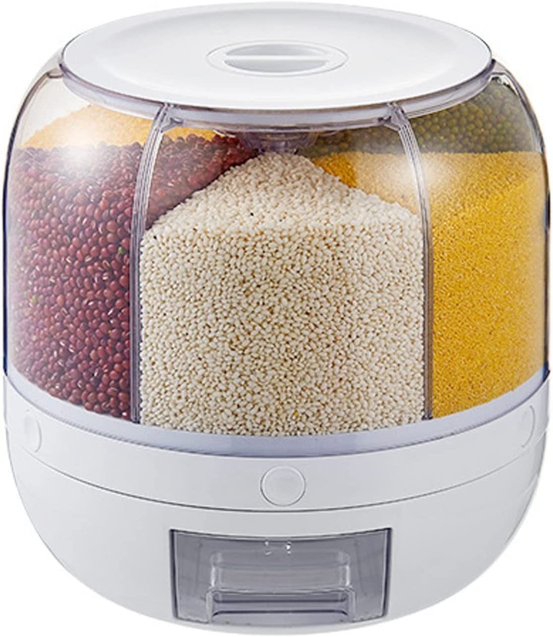 PerGar Rice Dispenser, 360° Rotatable Cereal Dispenser, 6 Grids Cereal ...