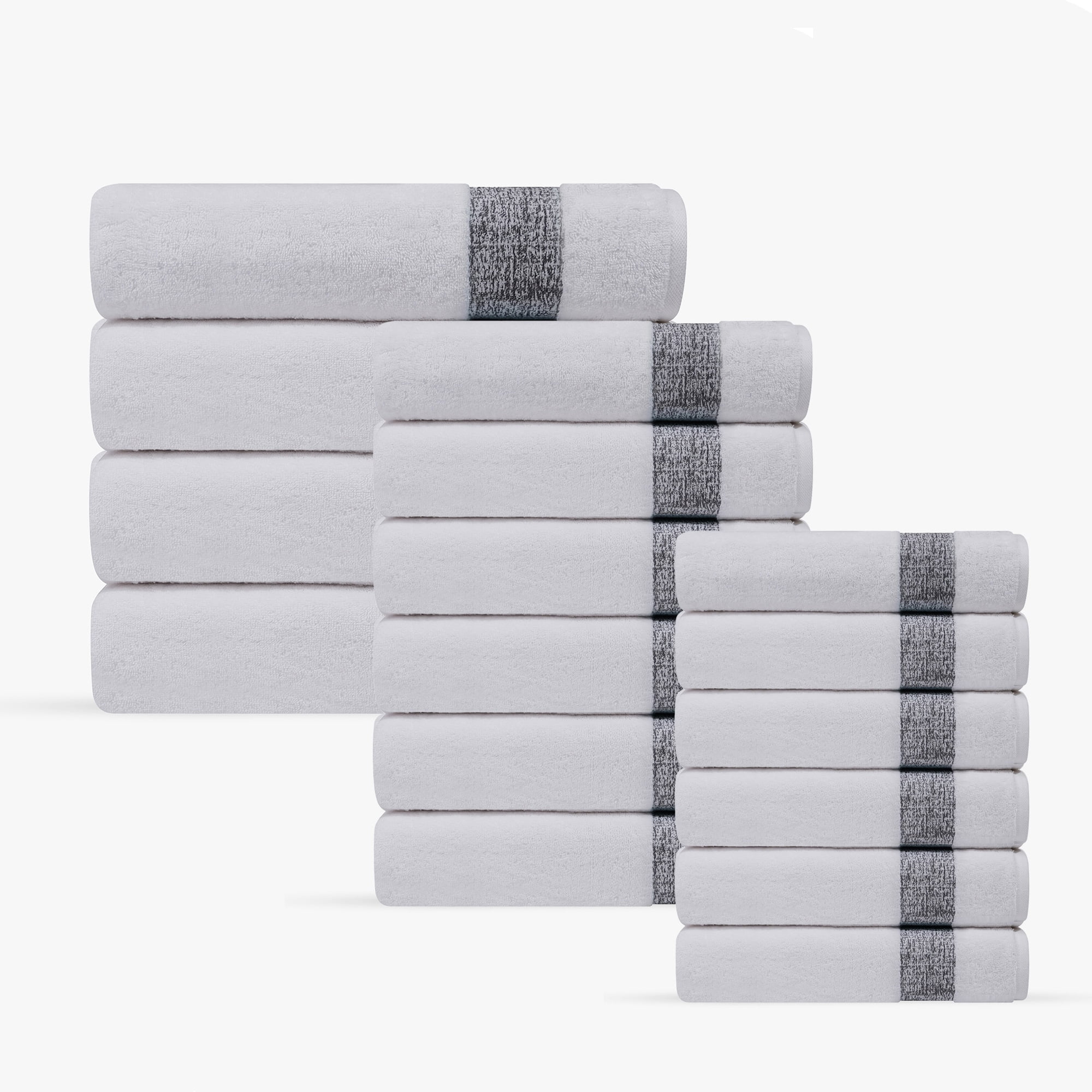 Pera 16 pcs Turkish Towels Set Anthracite - Walmart.com