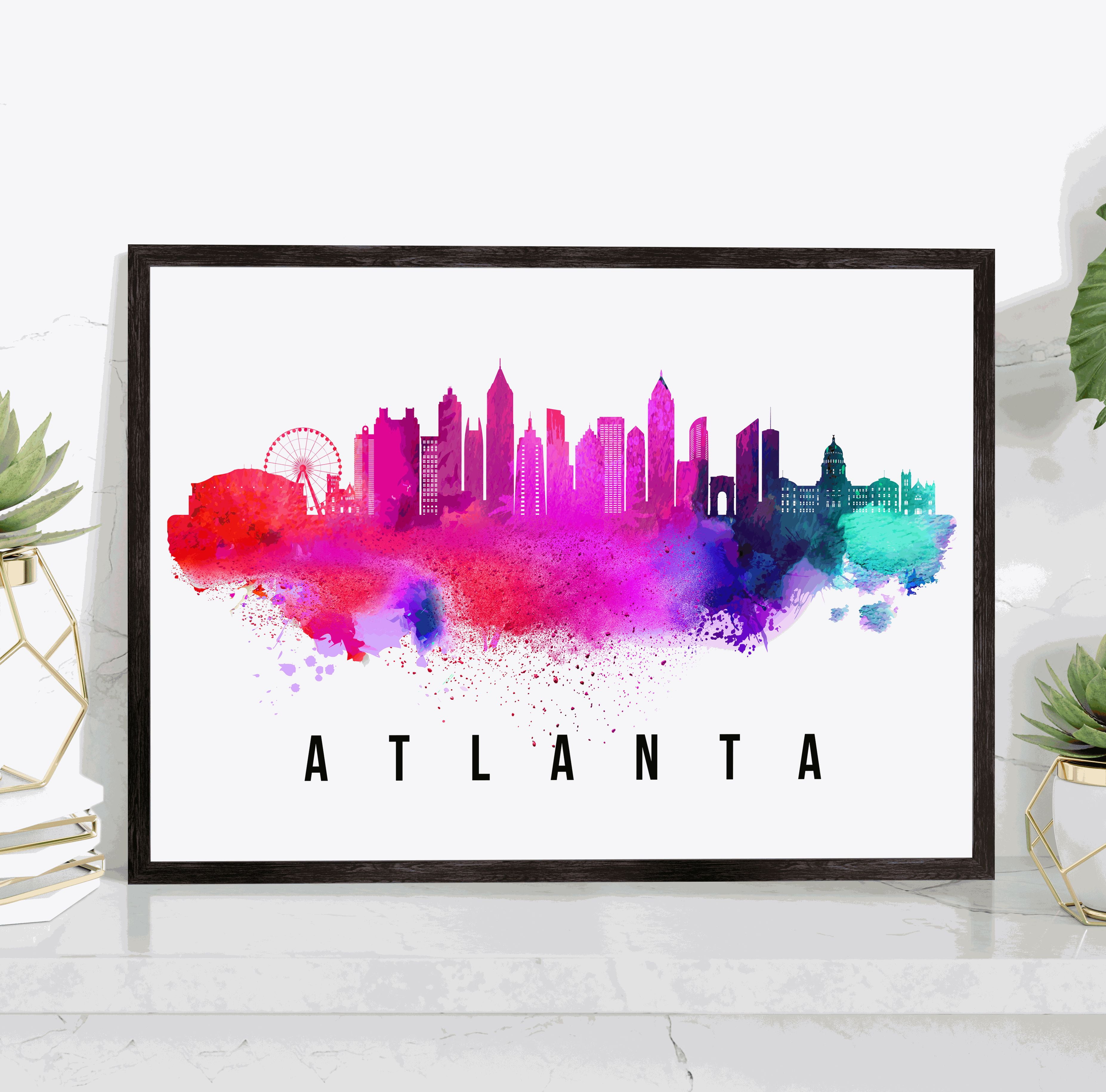 Pera Print Atlanta Skyline Georgia Poster, Atlanta Cityscape Painting ...