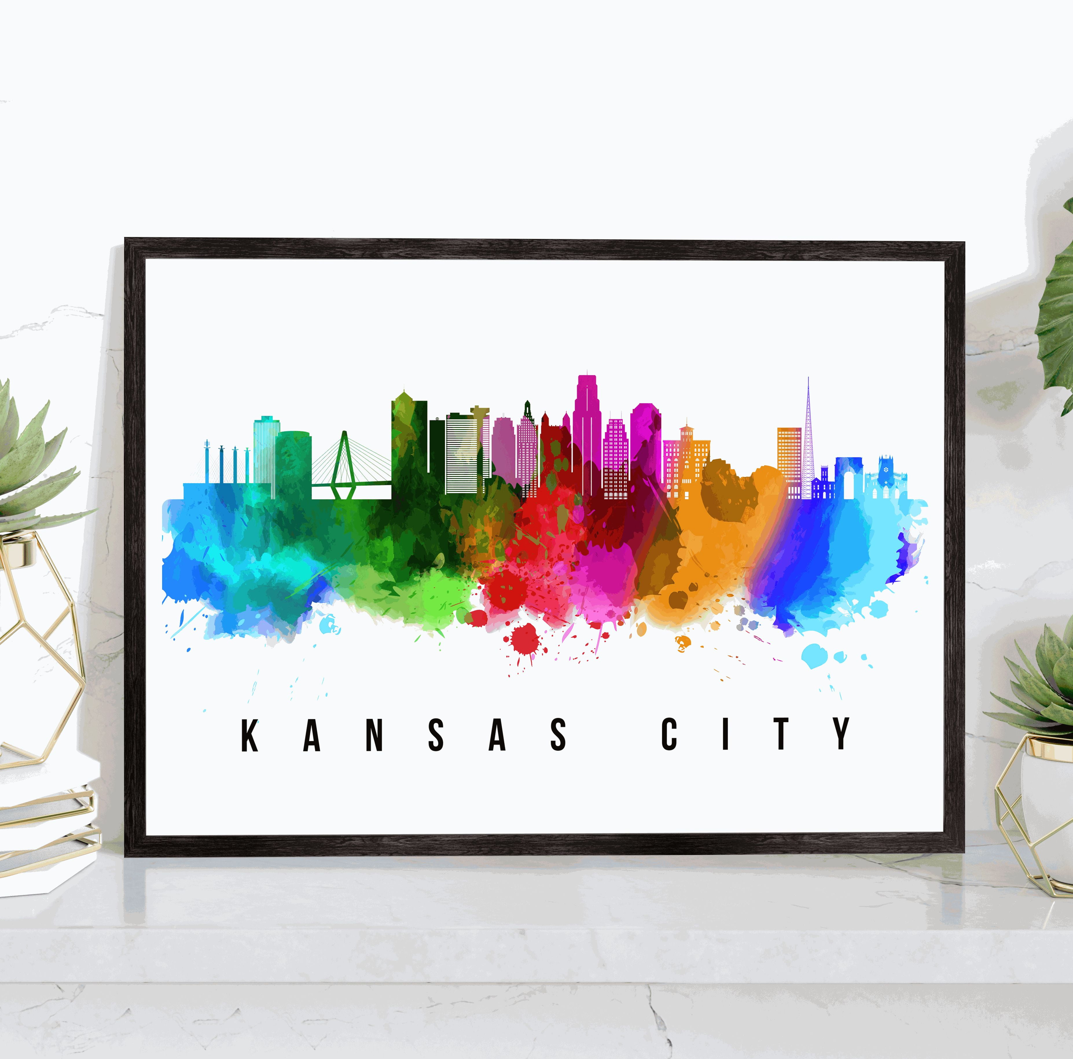 Pera Print Kansas City Skyline Missouri Poster, Kansas City Cityscape ...