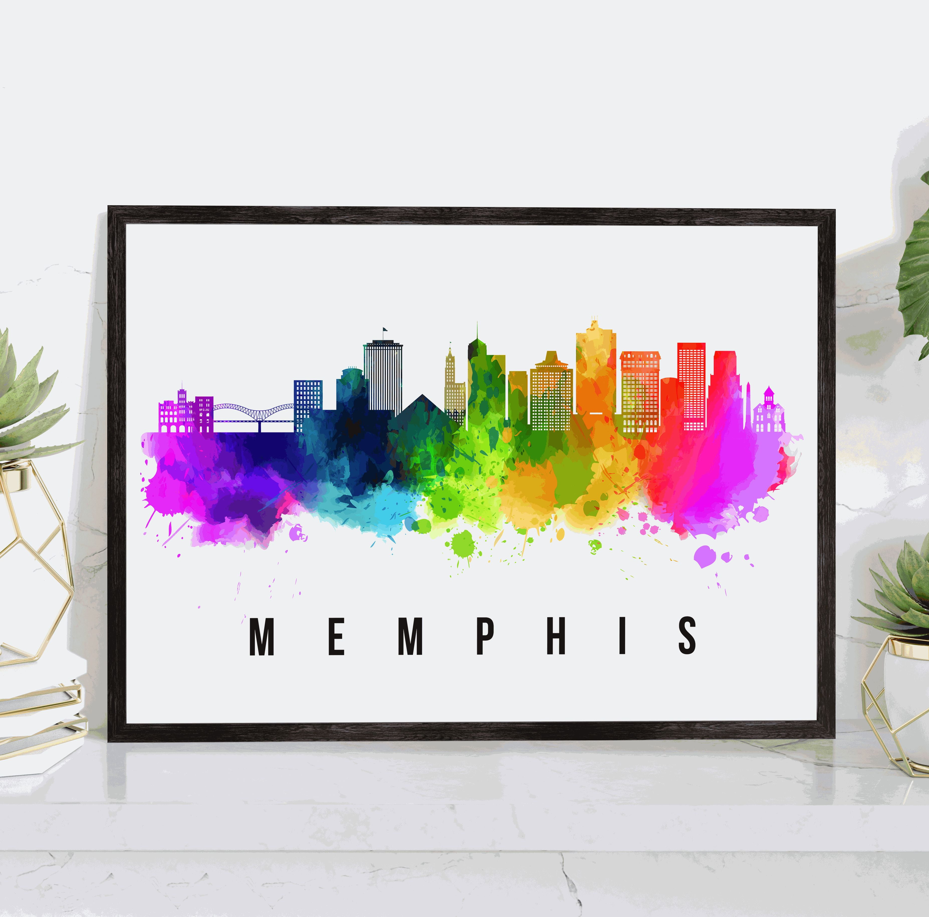 Pera Print Memphis Skyline Tennessee Poster, Memphis Cityscape Painting ...