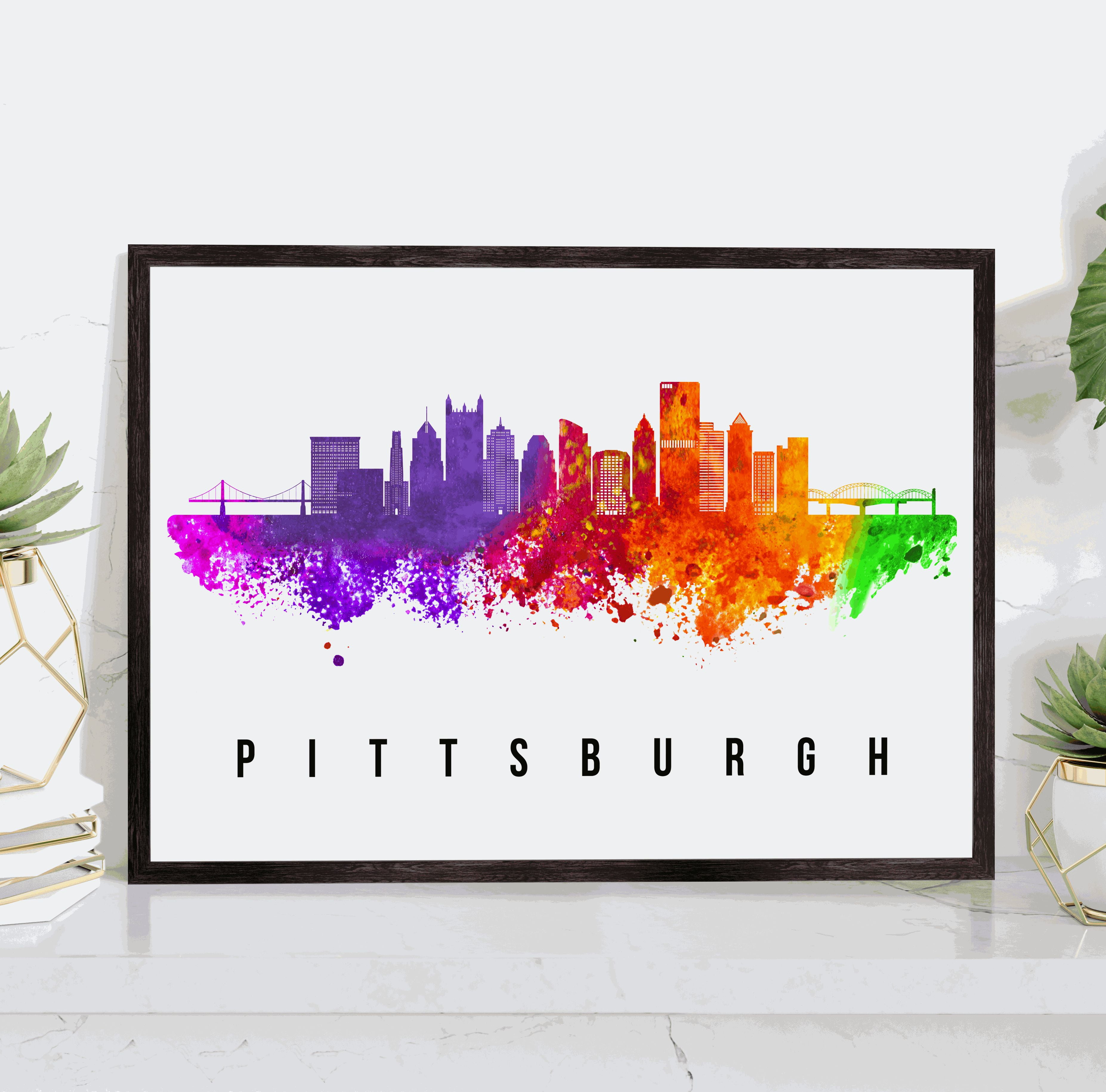 Pera Print Pittsburgh Skyline Pennsylvania Poster, Pittsburgh Cityscape ...