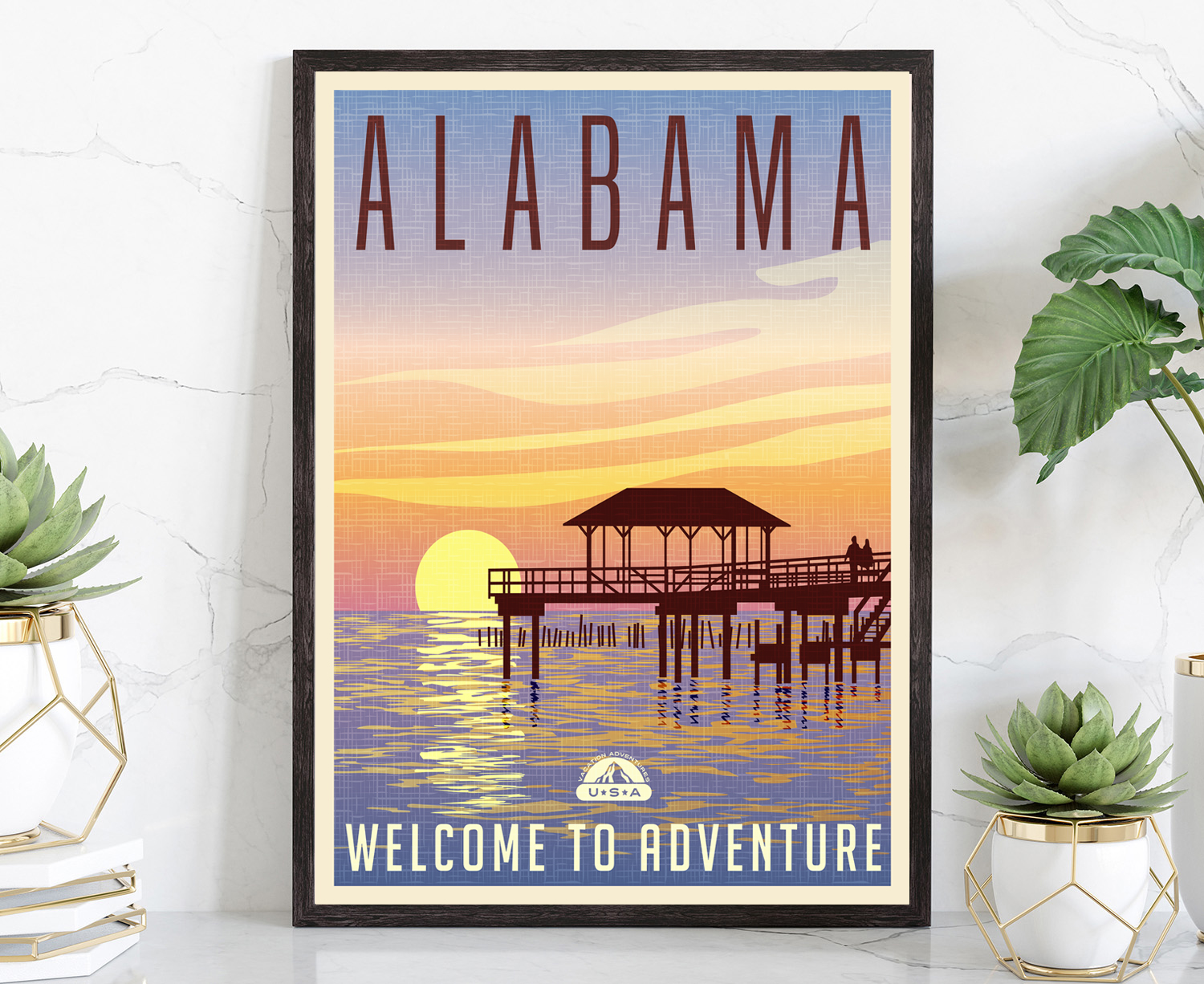 Pera Print Retro Style Travel Poster, Alabama, Vintage Rustic Poster ...