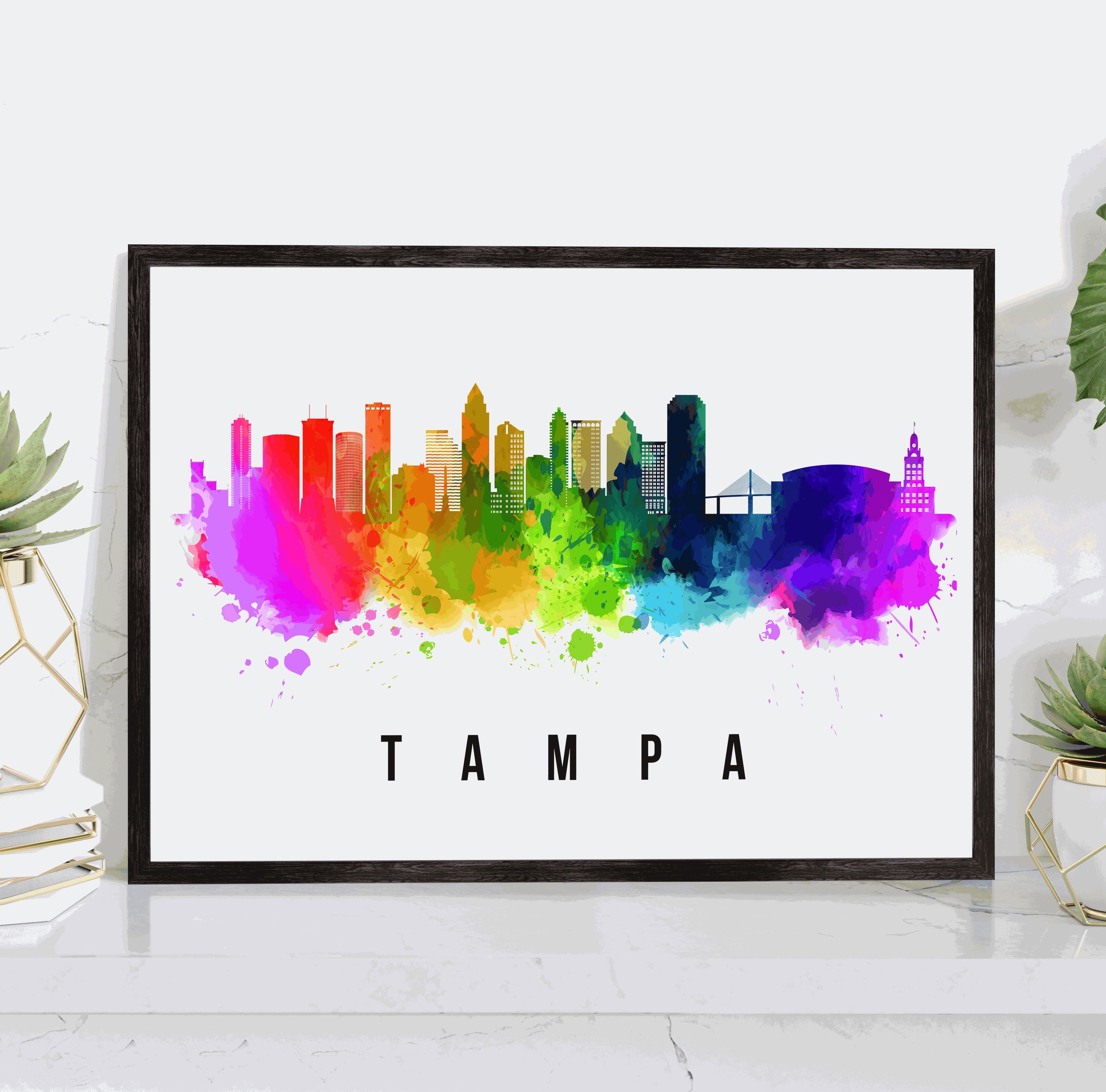 Pera Print Tampa Skyline Florida Poster, Tampa Cityscape Painting ...