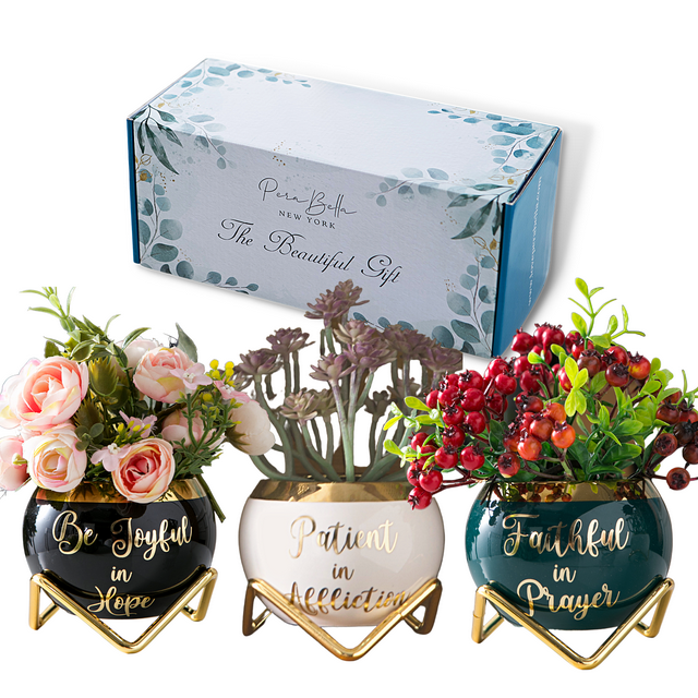 PeraBella Small Motivational Ceramic Succulent Pots, Inspirational Gift ...