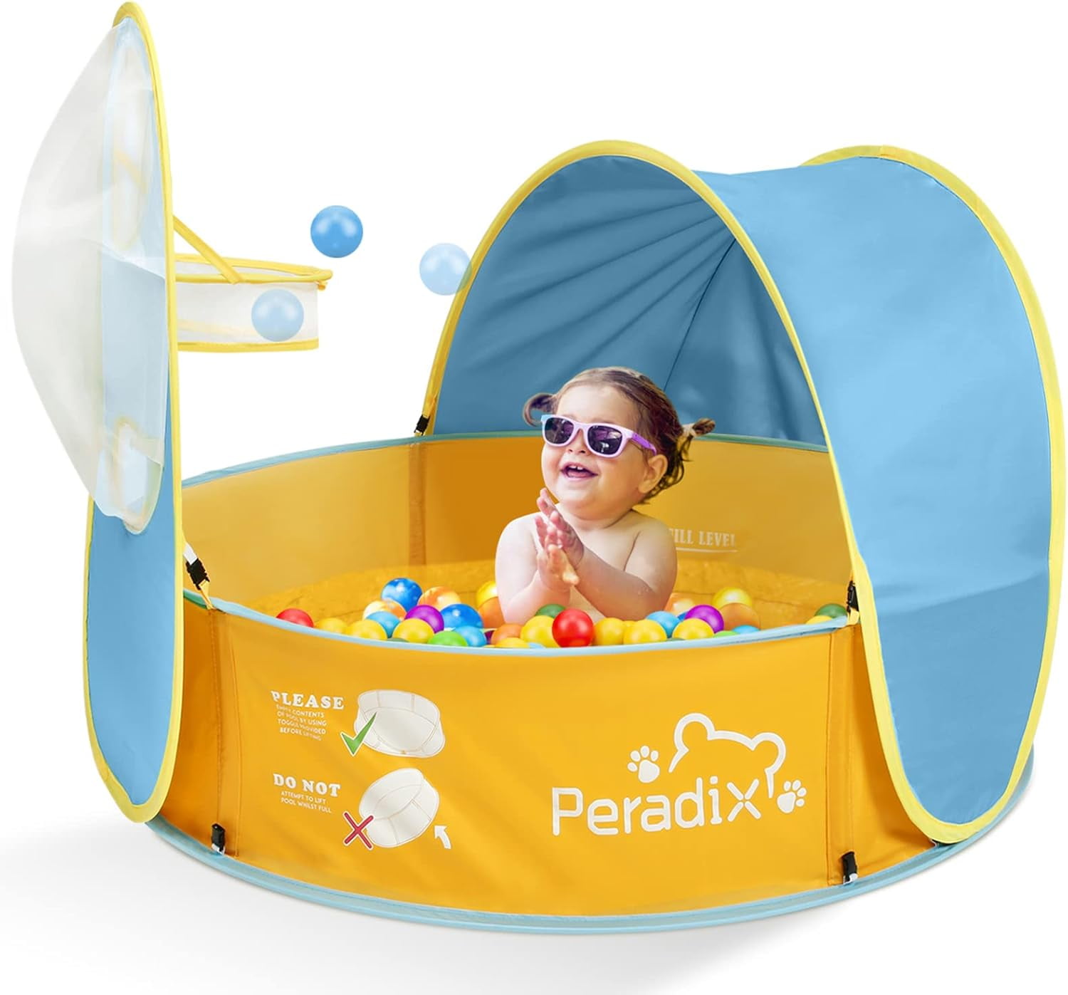 Peradix Paddling Pool for Kids & Pets, Kids Ball Pit Tent 3 in 1, Pop ...