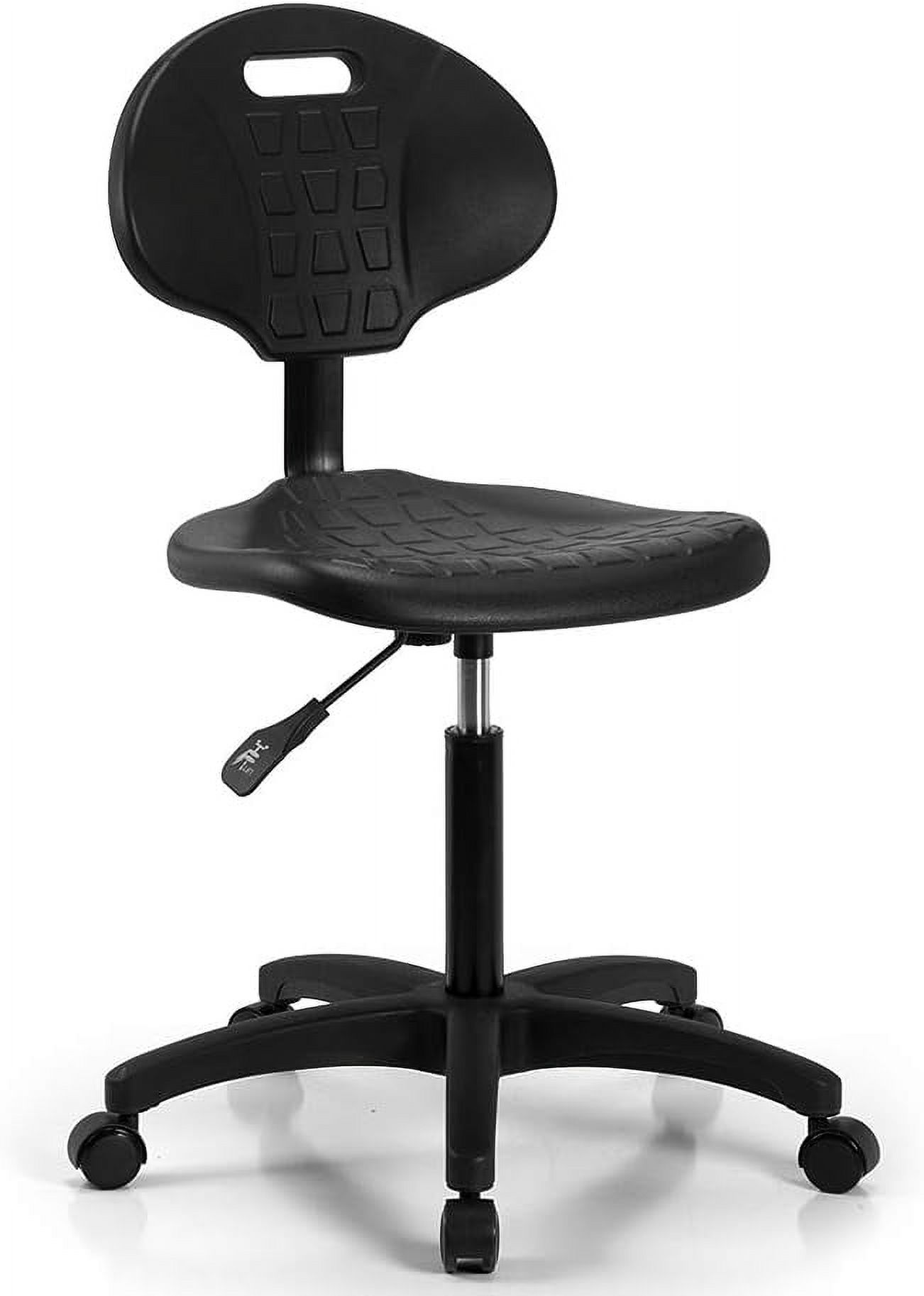 Perch Industrial Work Chair wi Handle and Wheels for Hardwood or Tile ...