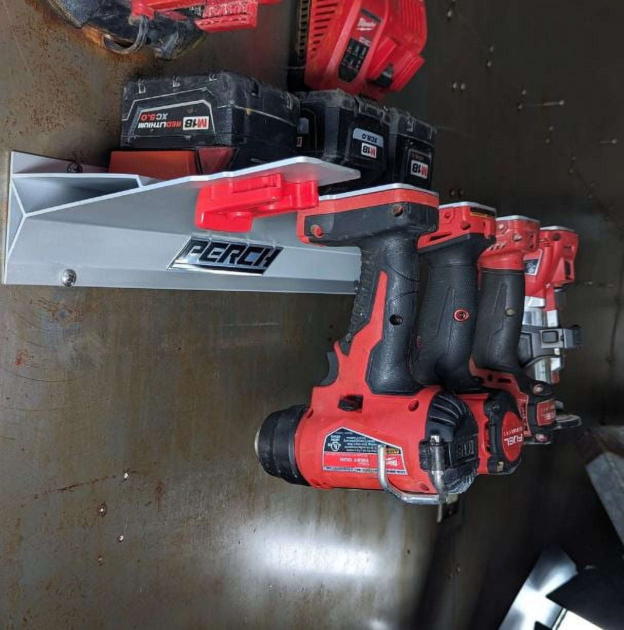 Perch-V Tool Mount Rack - Securely Mount 5 Cordless Tools - Milwaukee ...