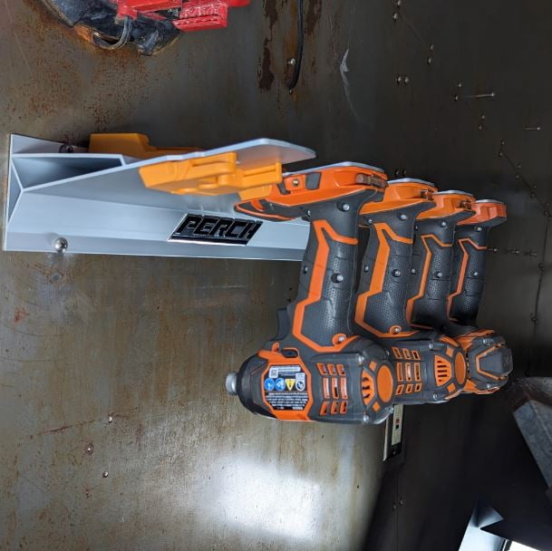 Perch-V Tool Mount Rack - Securely Mount 5 Cordless Tools - RIDGID 18v ...