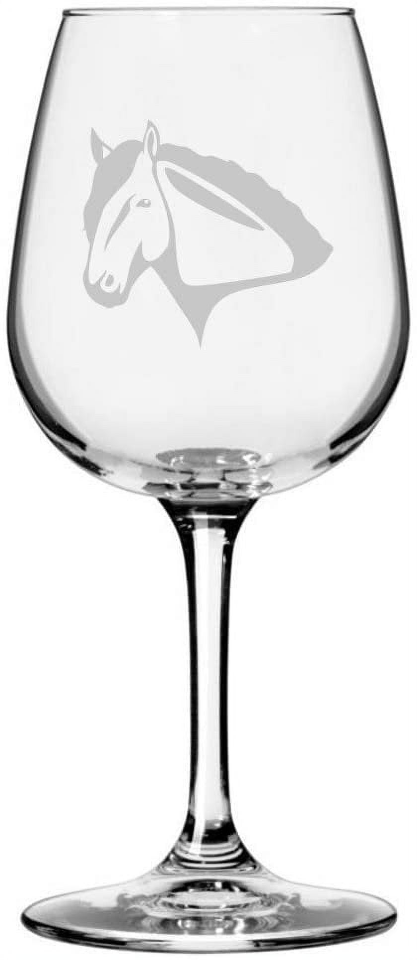 Percheron Face Horse Themed Etched All Purpose 12.75oz Libbey Wine ...