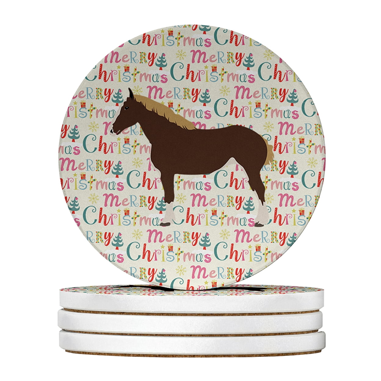 Percheron Horse Christmas Large Sandstone Coasters Pack of 4 4 in x 4 ...