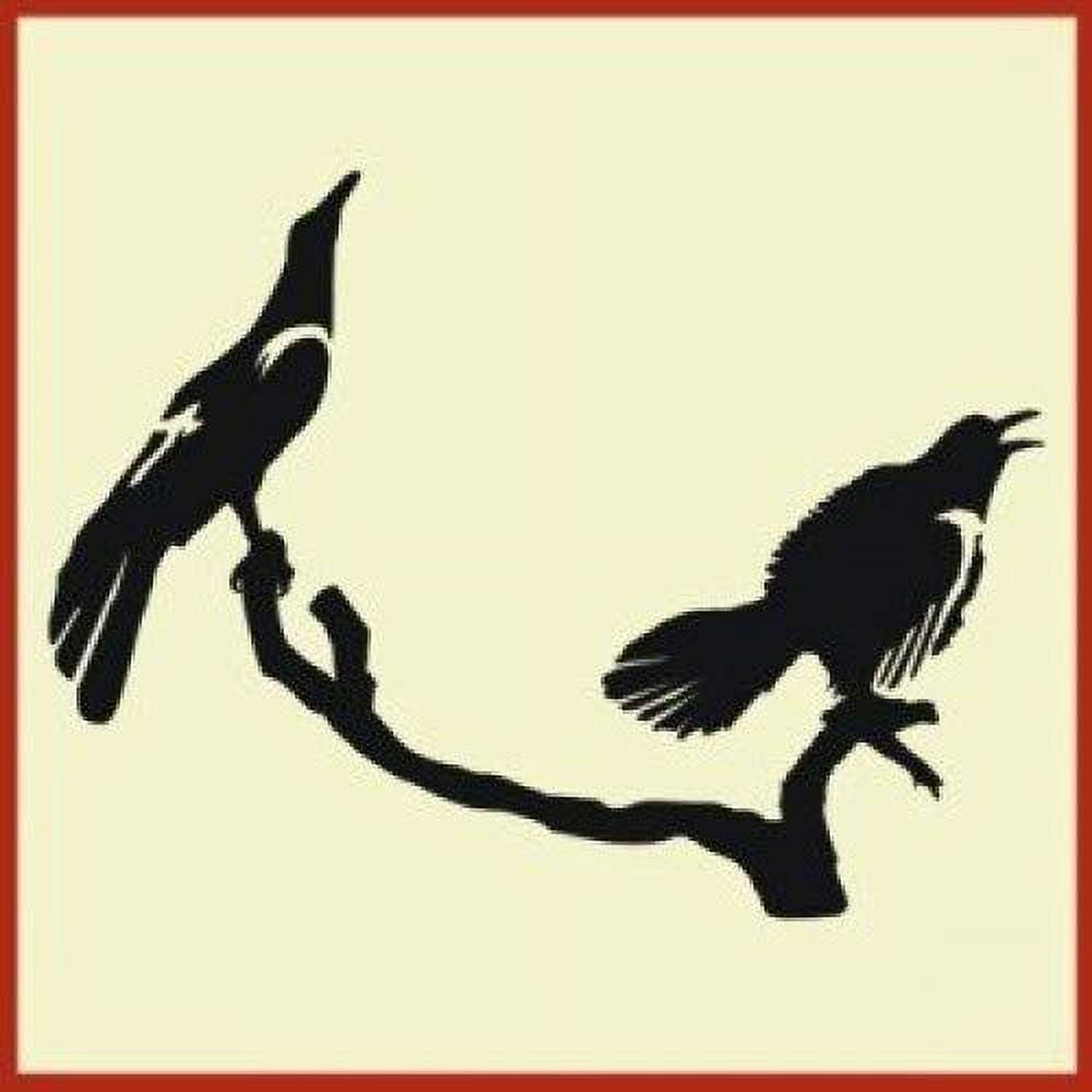 Perching Crows Stencil - Primitive Bird Stencil Raven Template Reusable ...