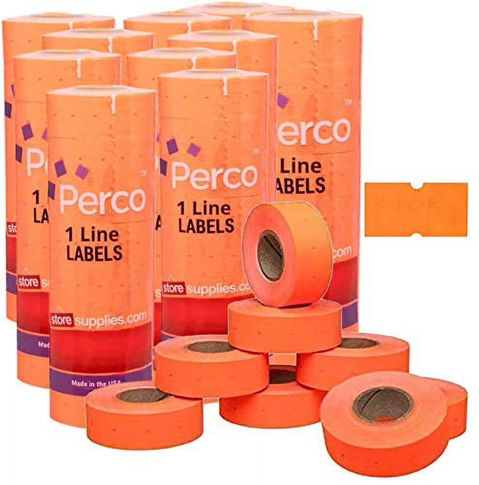 Perco 1 Line Fluorescent Red - 10 Sleeve, 80,000 Blank Pricing Labels ...