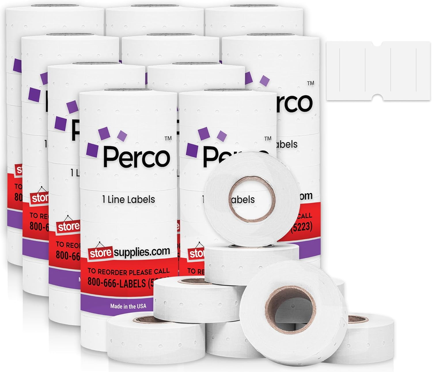 Perco 1 Line White Labels - 10 Sleeve, 80,000 Blank Pricing Labels for ...
