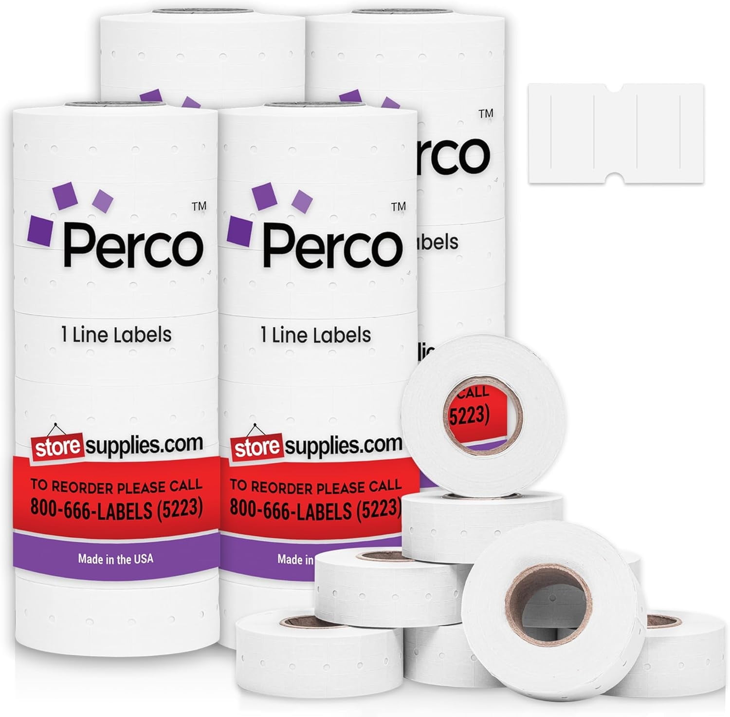 Free Shipping! Perco 1 Line White Labels - 4 Sleeve, 32,000 Blank ...