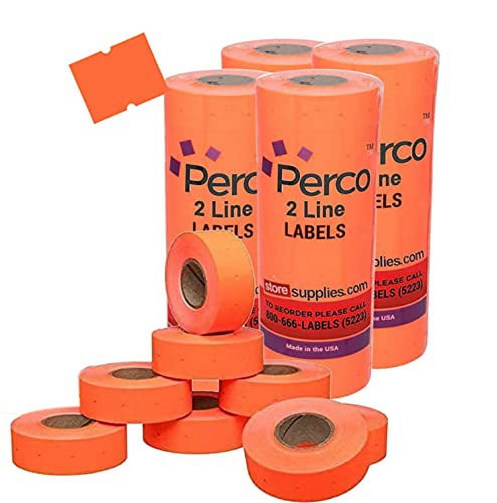 Perco 2 Line Fluorescent Red Labels - 4 Sleeve, 24,000 Blank Pricing ...