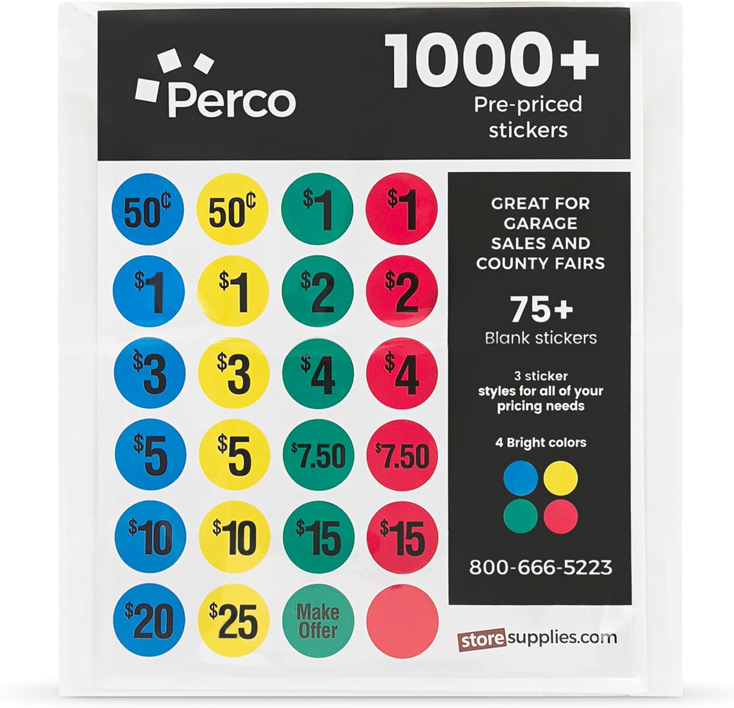 Perco Garage Sale Price Stickers - 1000+ Pre-priced & 75+ Blank ...