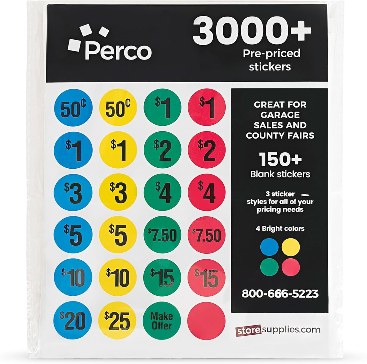 Perco Garage Sale Price Stickers 3000+ Pre-priced and Blank Stickers on ...