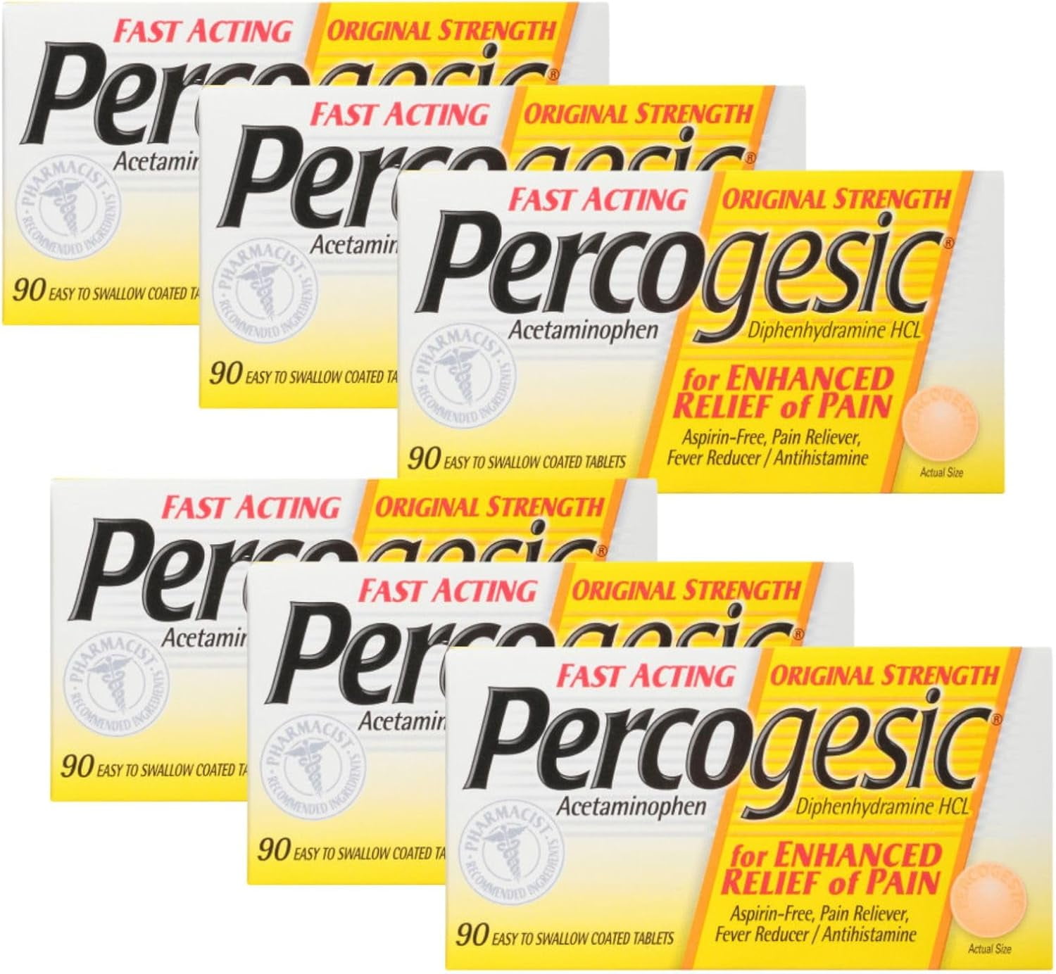 Percogesic Aspirin Free Pain Relief Tablets, Original Strength ...