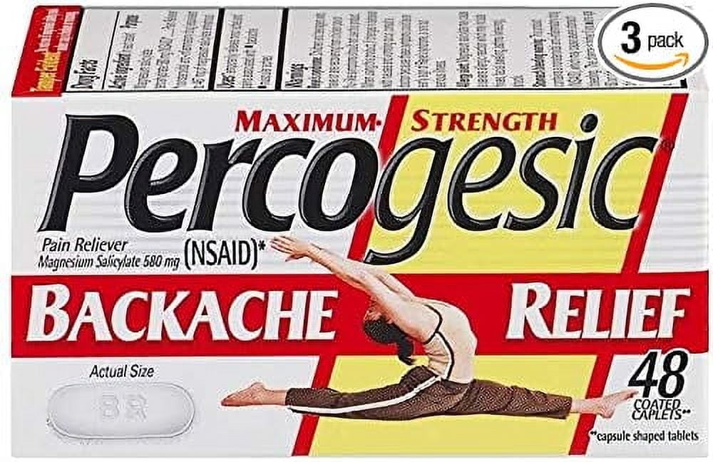 Percogesic Backache Relief Pain Reliever, Maximum Strength, 48 Tablets ...